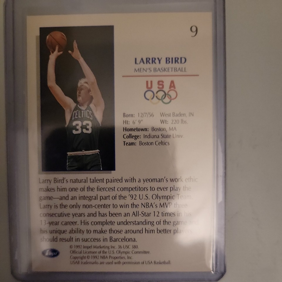 1992 Impel U. S. Olympicards Larry Bird USA Card # 9 | eBay