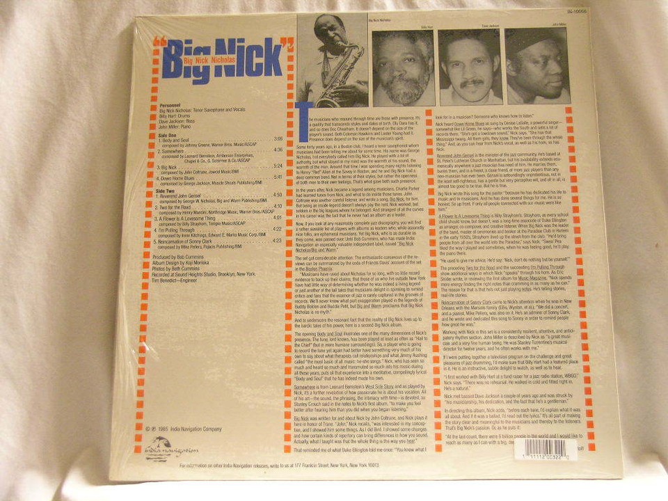 BIG NICK NICHOLAS Big Nick Billy Hart John Miller Dave Jackson SEALED ...