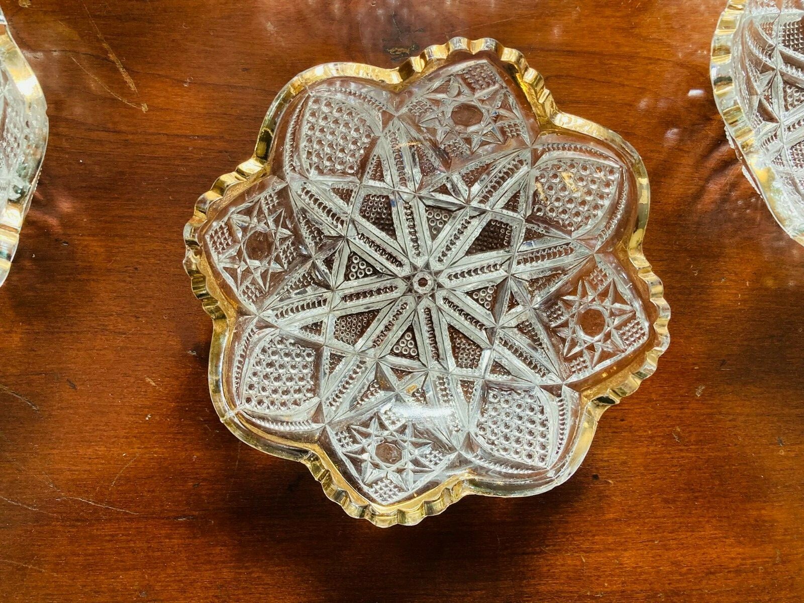 US GLASS "MINNESOTA" PATTERN EAPG GOLD TRIMMED BERRY BOWL SET MASTER ...