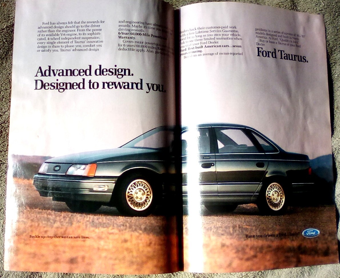 1988 FORD TAURUS SEDAN Print Ad 2 Page | eBay