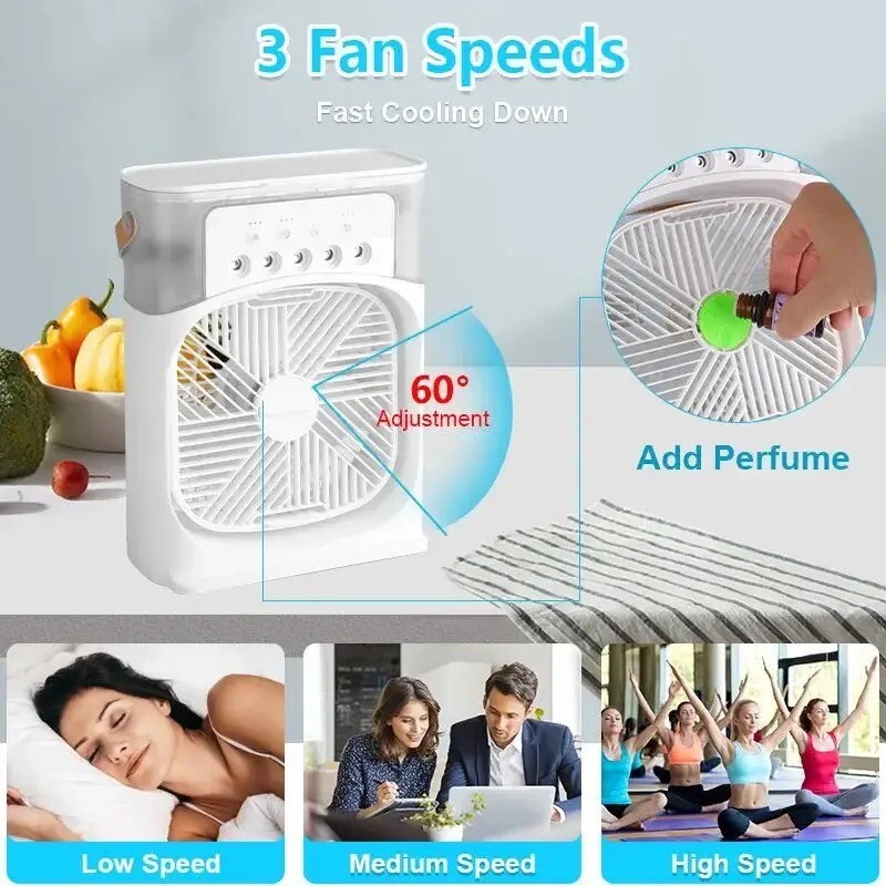 3 in 1 Portable Air Cooler Fan Mini Air Conditioner Personal Cooling ...