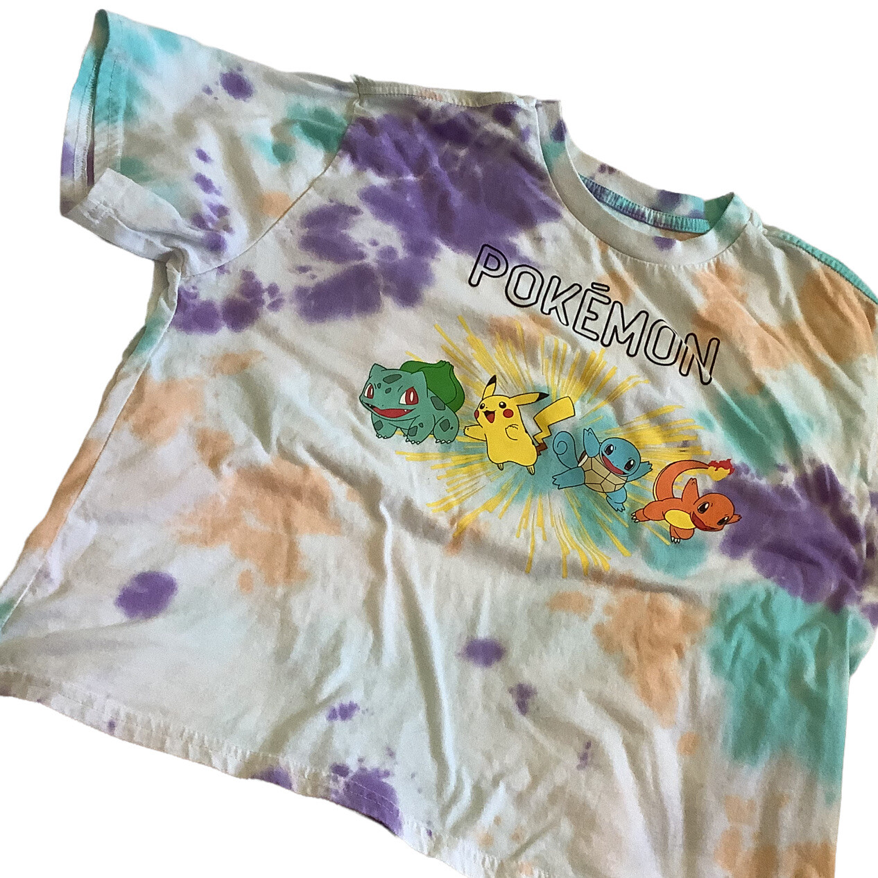 Juniors size XL Pokemon Characters Tie Dye Boxy Cut T… - Gem