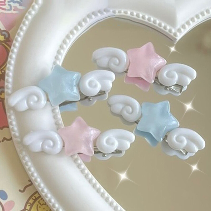 Cartoon Angel Wings Star Pentagram Hair Clip for Women Cute Sweet ...