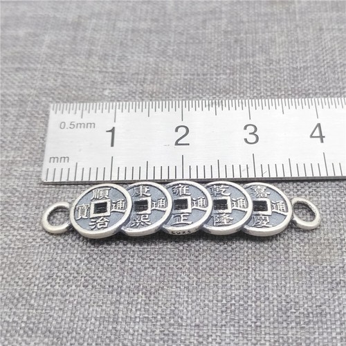 2pcs of 925 Sterling Silver Chinese Qing Dynasty Feng Shui Coin ...