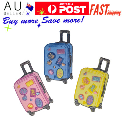 Travel Suitcase Iron on Patch Luggage Holiday Vacation Wheels 8x4.3x0 ...