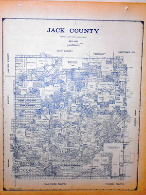 Old Jack County Texas Land Office Owner Map Jacksboro Bryson Jeanette ...