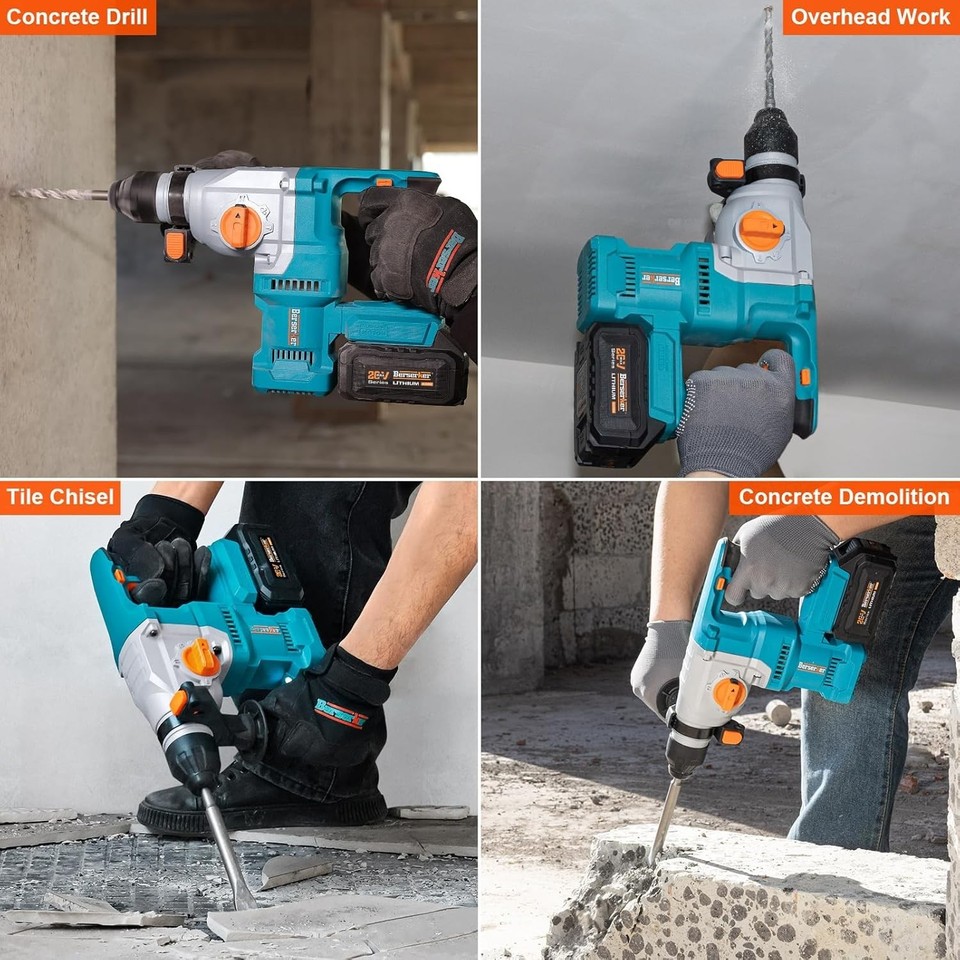 20V Cordless 1-1/8" Rotary Hammer Drill SDS-Plus Brushless Motor with ...