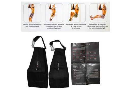 New Ab Straps Black Perfect Pull Up Work Out Crunch Leg Lifts Core Home ...