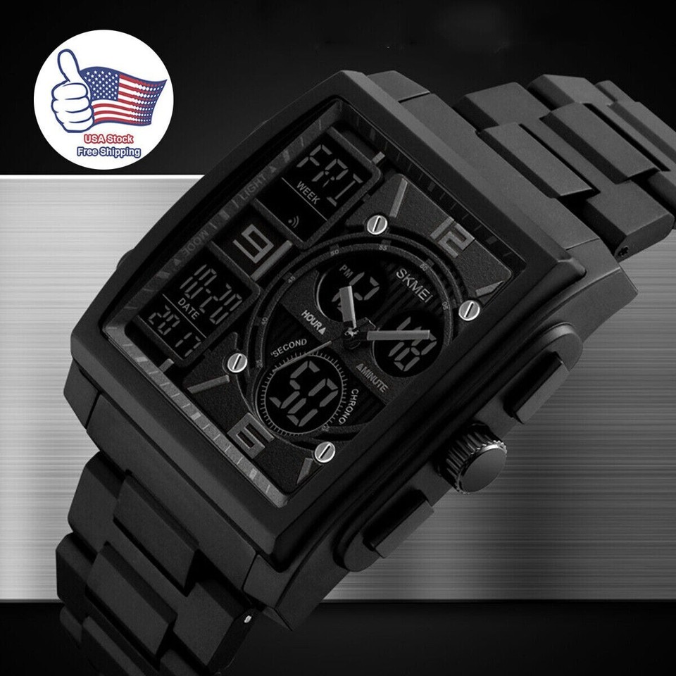 Chronograph Men's Digital Army Military Sport Quartz Analog Waterproof ...