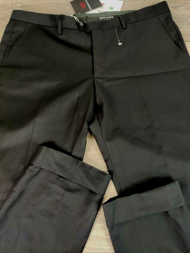 Herman & Sons Mens Trousers Wool Dress Pant Slim Fit Black Italy 56 W39 ...