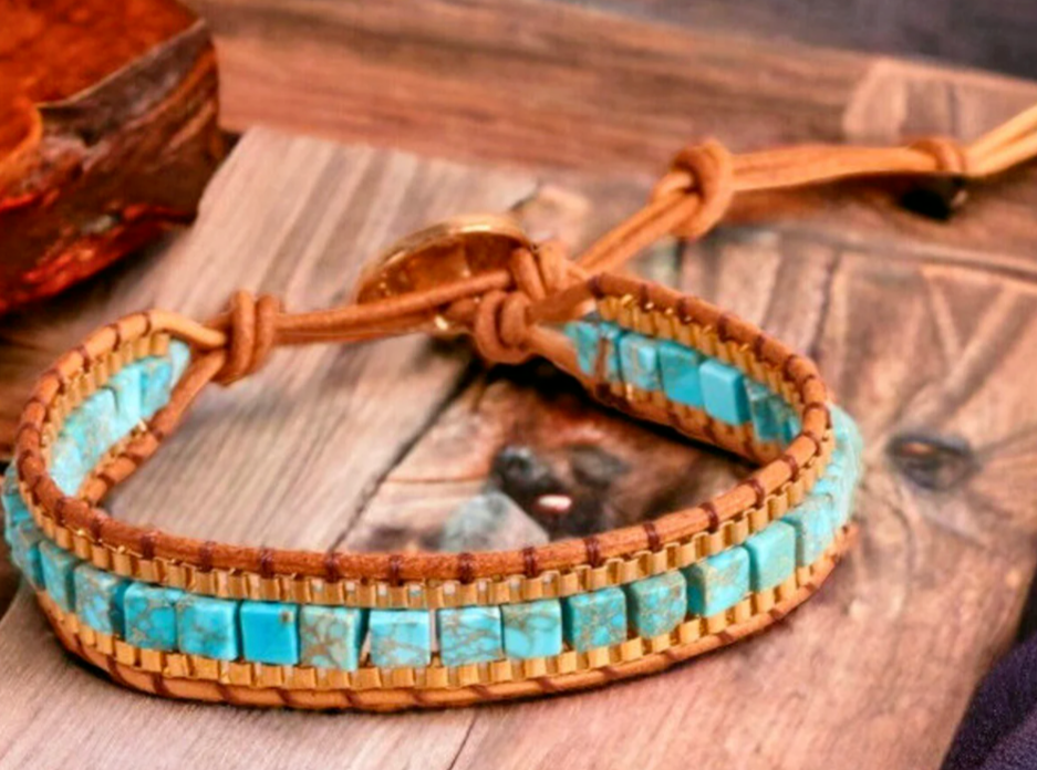 Natural Imperial Turquoise Stone Dainty Clear Quartz Minimalist Women ...