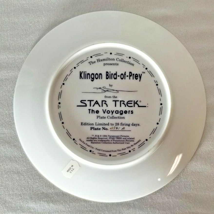 The Hamilton Collection "Klingon Bird of Prey" Plate #2541A | eBay