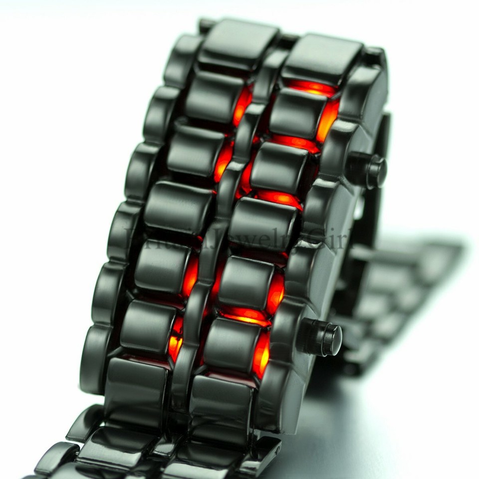 Men's Blue/Red LED Watch Sport Watches Black Bracelet Digital ...