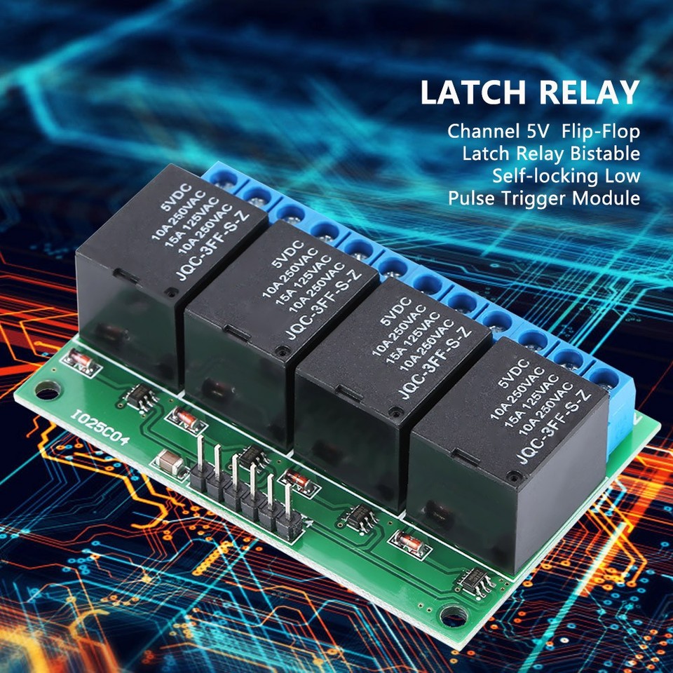 4 Channel 5V Flip Flop Latch Relay Bistable Self Locking Low Pulse ...