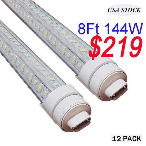 T8 8FT LED Tube Light Bulbs 144W 8 Foot LED Shop Light Bulb 6500K R17D ...
