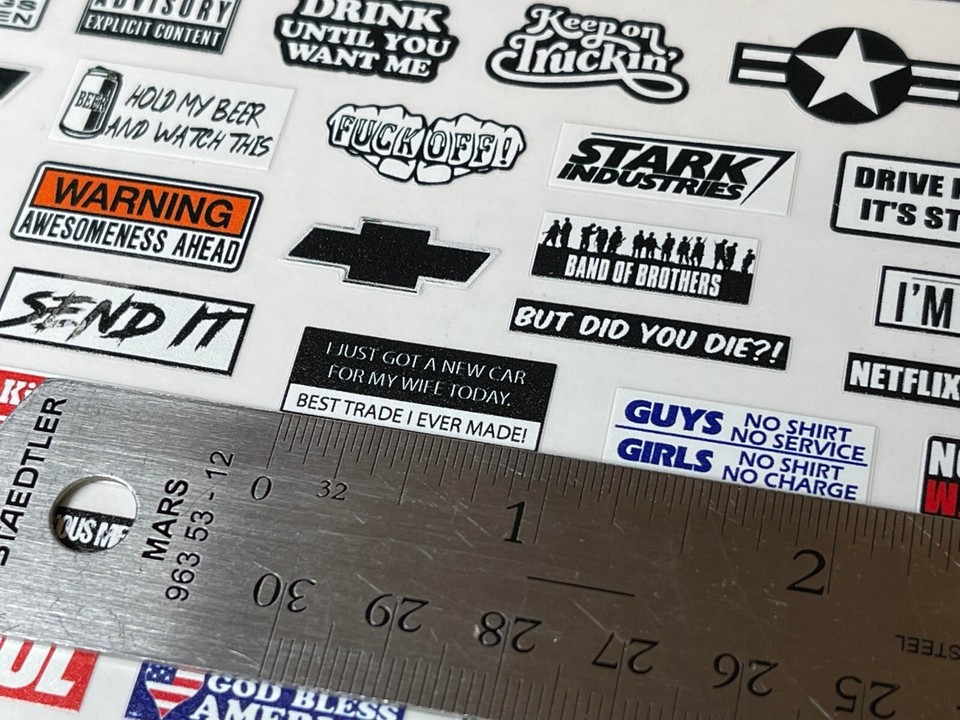 137 stickers! 1/10 1/8 RC Sticker Bomb Decal Sheet - Traxxas Arrma Losi ...