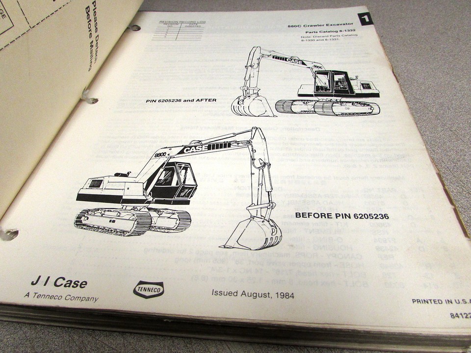 Case 880C Crawler Excavator Parts Catalog Manual 8-1332 1984 | eBay