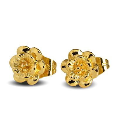 Beautiful 24ct Gold Filled Small Flower Blossom Stud Earrings Childrens ...