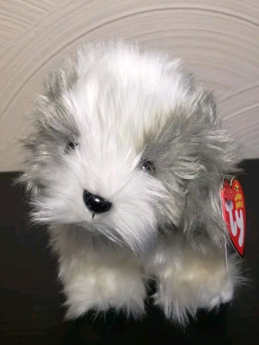 Ty FURSTON The White & Grey Sheepdog Beanie Baby Babies Stuffed Plush ...