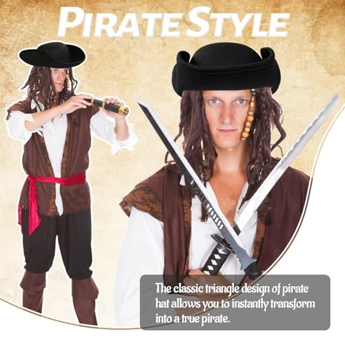 Pirate Hat for Men Women,Pirate Costume Accessories Hat,Colonial ...