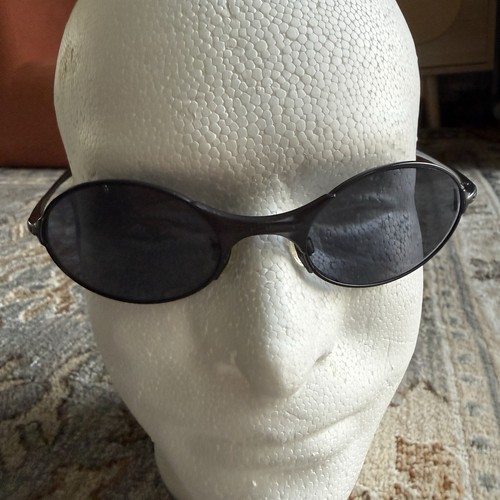 Vintage Oakley E-Wire Gunmetal Gray Oval Metal Sunglasses 90s Y2K Black ...