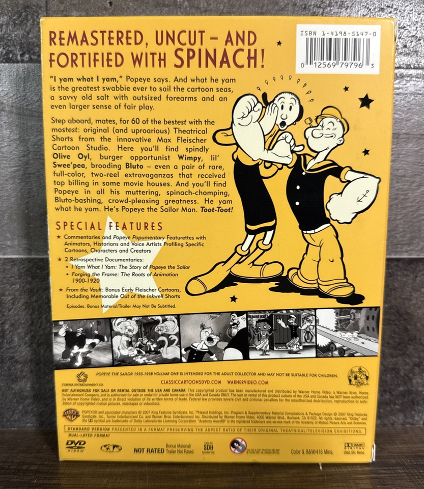 Popeye The Sailor: 1933-1938 / The Complete First Volume / DVD | eBay