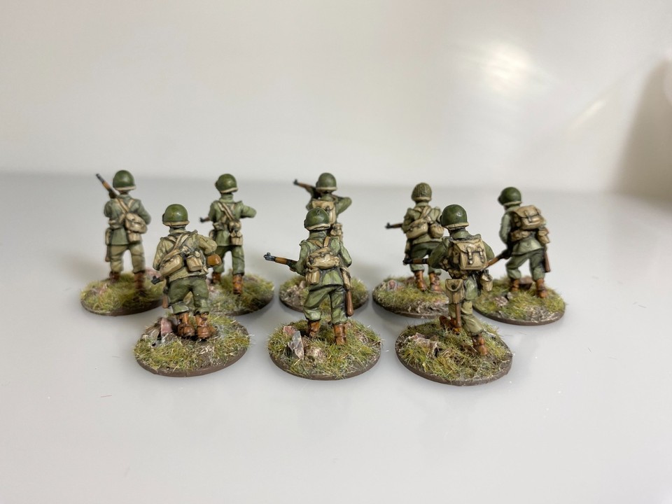 28mm Empress miniatures WW2 US infantry x 8 very well painted and based ...