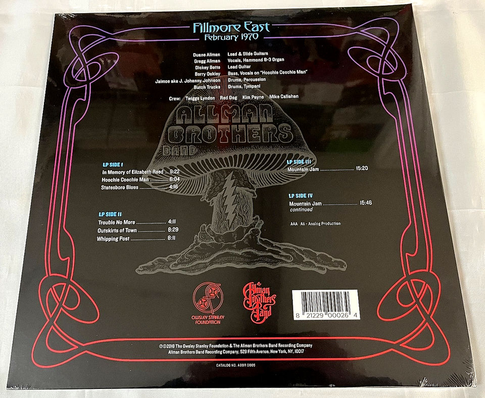 The Allman Brothers Band Bear's Sonic Journals Ltd Pink Vinyl 2XLP Ten ...