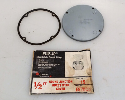 Carlon Plus 40 Non-Metallic 1/2" Round Junction Cover E970CD w/ Gasket ...