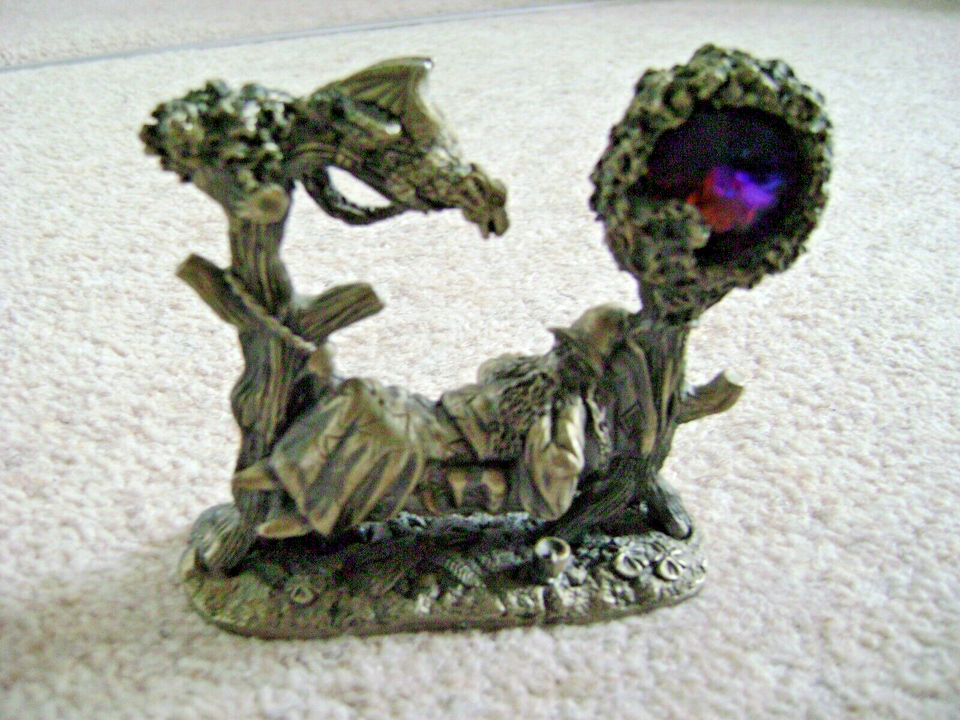 Roger Gibbons Pewter ,WAPW, UK, Dragon ornament, The Snoozing Wizard ...