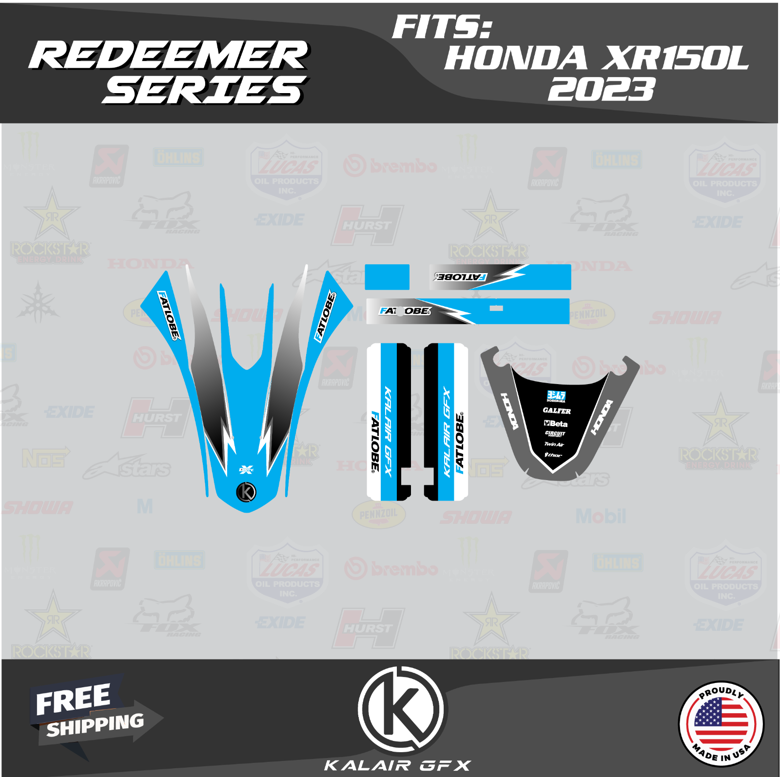 Graphics Decal Kit for Honda XR150L XR 125L ( 2023+) Redeemer Series ...