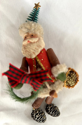 Multi 5.5" Dangle Leg Santa & Basket Ornament Figurine | eBay