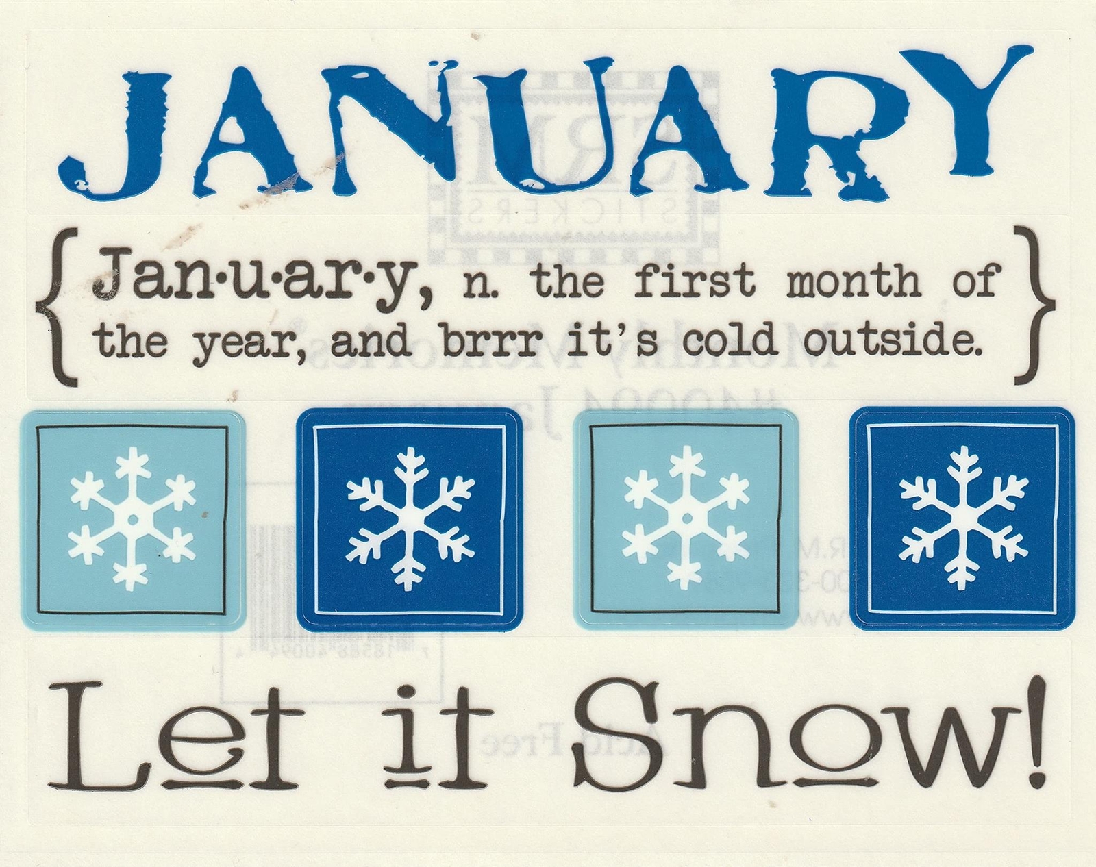 January Calendar Month Stickers Sheet | eBay