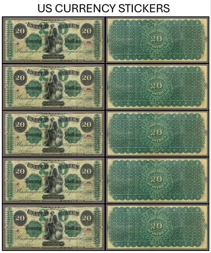 $20 Twenty Dollar 1861 Demand Note (US CURRENCY STICKERS) (Lot Of 5) | eBay