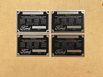FORD SERIAL NUMBER TAG ID DATA PLATE VINTAGE SCRIPT DESIGN MADE IN USA ...
