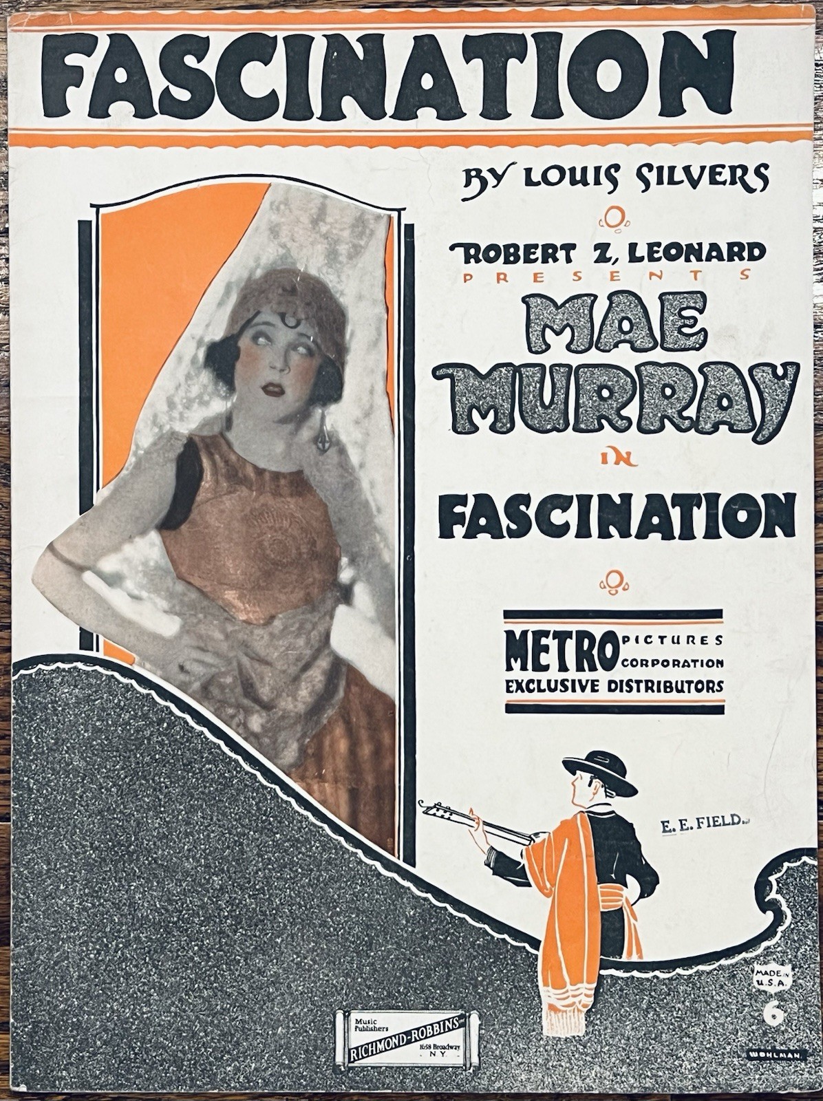 scarce SILENT FILM sheet music FASCINATION starring MAE MURRAY ~ 1922 ...
