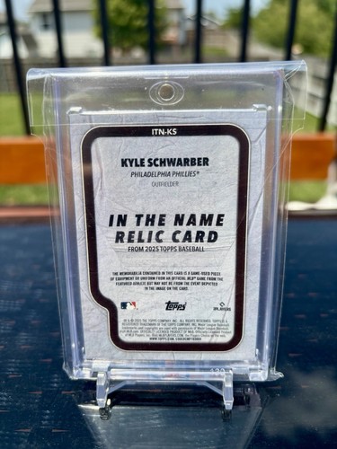 2025 Topps In the Name Relic Game Used Letterman Kyle Schwarber 1/1 ...