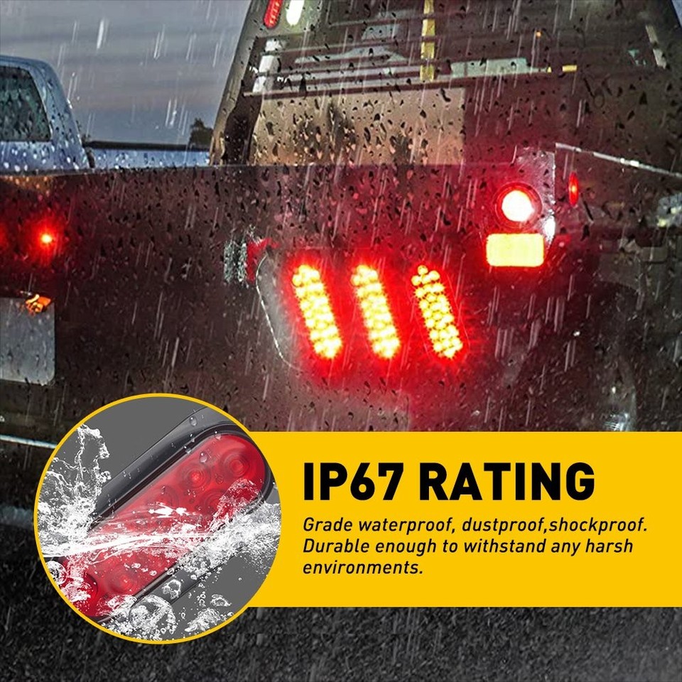 Inch 2X 6" Red 10LED Oval Clear Reverse Tail Backup Trailer Light w ...