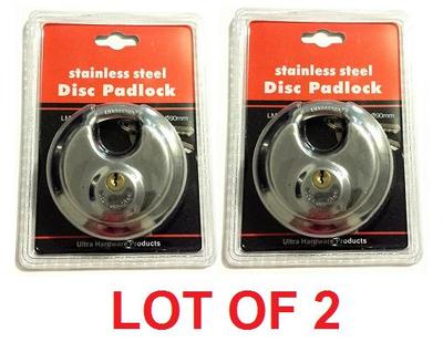 2pc Disc padlock 80mm Steel Armor Storage Store Trailer Track Round ...