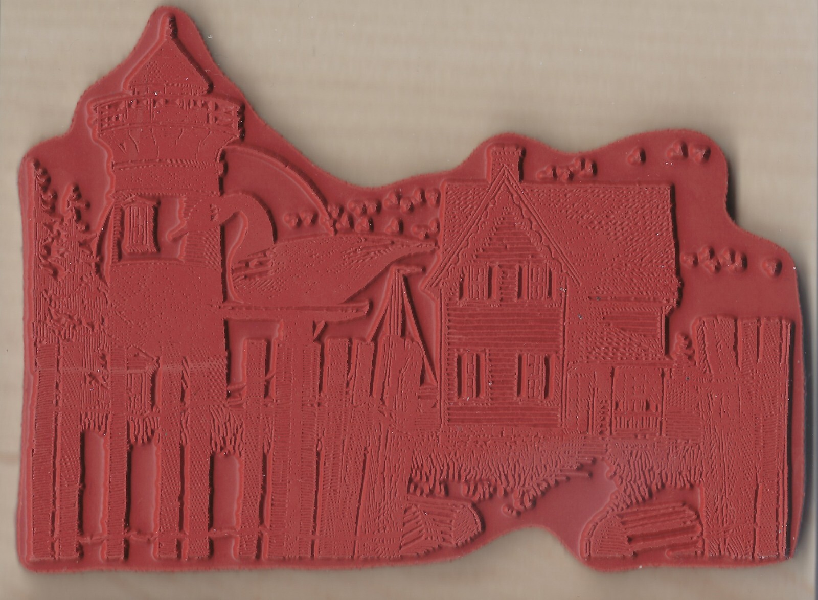 Lighthouse Beach Scene Wood Mounted Rubber Stamp Impression Obsession ...