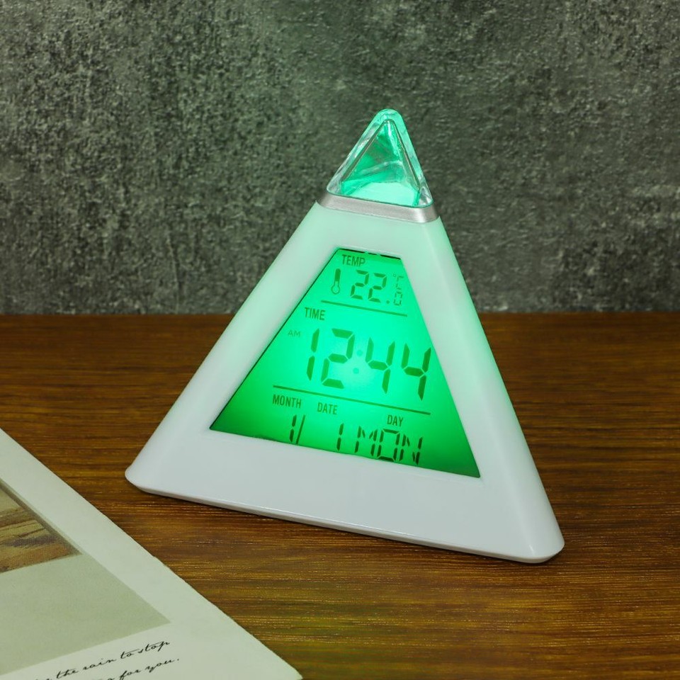 Digital Pyramid Bedside Clocks Thermometer Meter Number Clock Alarm ...