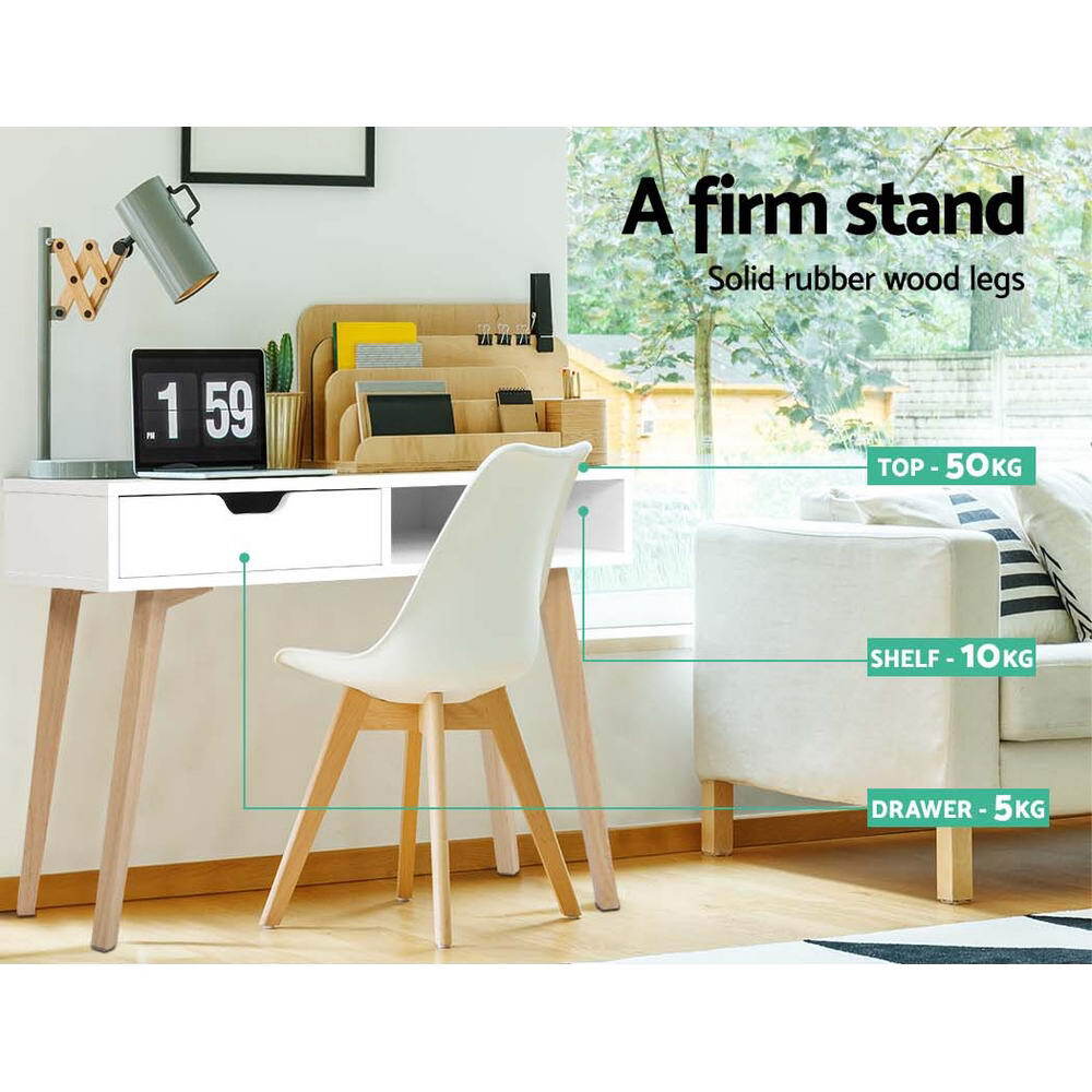 Computer Desk 90cm White Oak Two Tone Drawer Shelf Anti Scratch ...