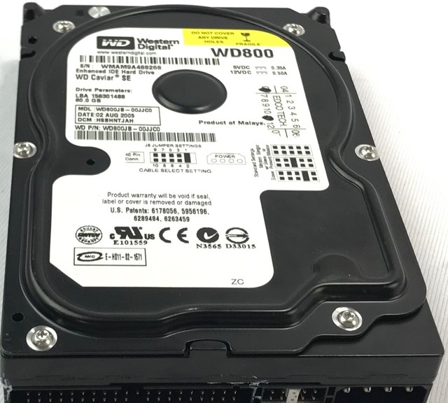 Western Digital WD800 Rev A00 80.0gb Enhanced IDE Hard Drive E22 for ...
