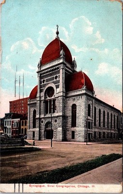 IL, CHICAGO - Sinai Congregation Synagogue closeup - 1910 postcard ...