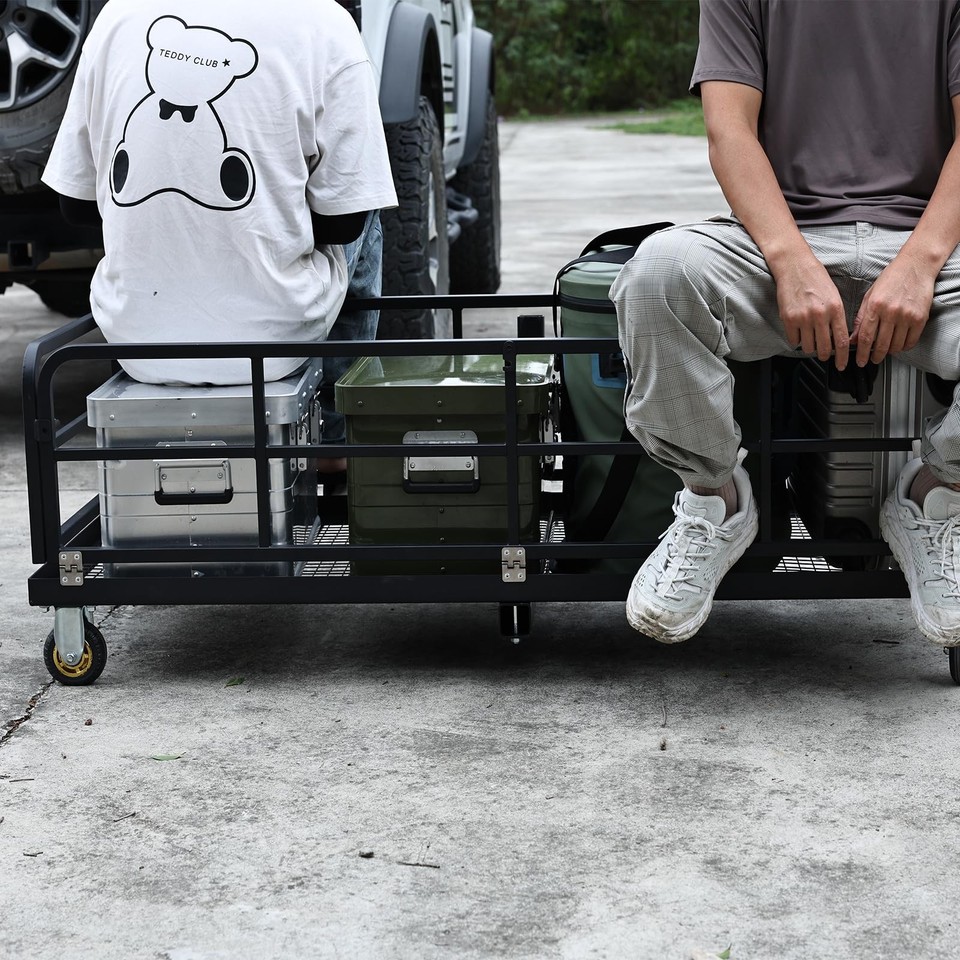 750LBS Fold Hitch-Mounted Cargo Basket Vehicle Carrier for SUV RV Truck ...