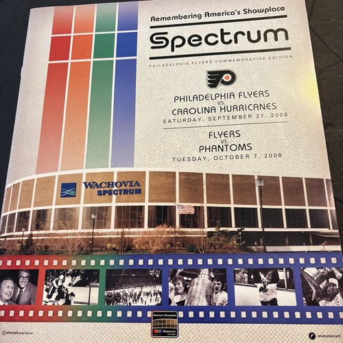 2008 NHL HOCKEY COMMEMORATIVE PHLADRLPHIA FLYERS SPECTRUM PROGRAM~9/27 ...