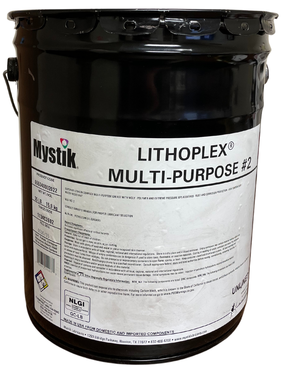 Mystik Lithoplex MP #2 Grease; Multipurpose; Tubes, 5 Gal Pail or 55 ...