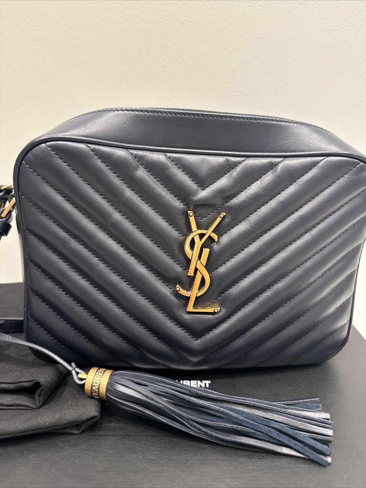 YSL Lou Camera Bag in Deep Marine (Navy) | eBay