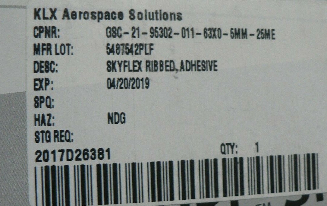 GORE GSC-21-95302-011 SKYFLEX RIBBED ADHESIVE TAPE Sealant Tape 110 ...