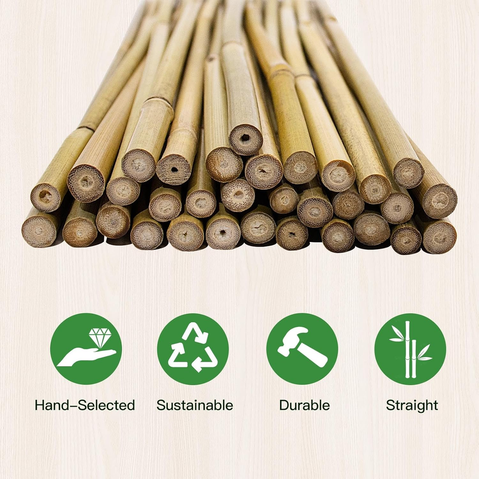 [32 Pcs] Garden Stakes, 18 Inches Natural Bamboo Plant Stakes, Plant ...